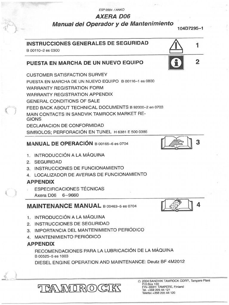 Manual de Operador y Mantenimiento | PDF