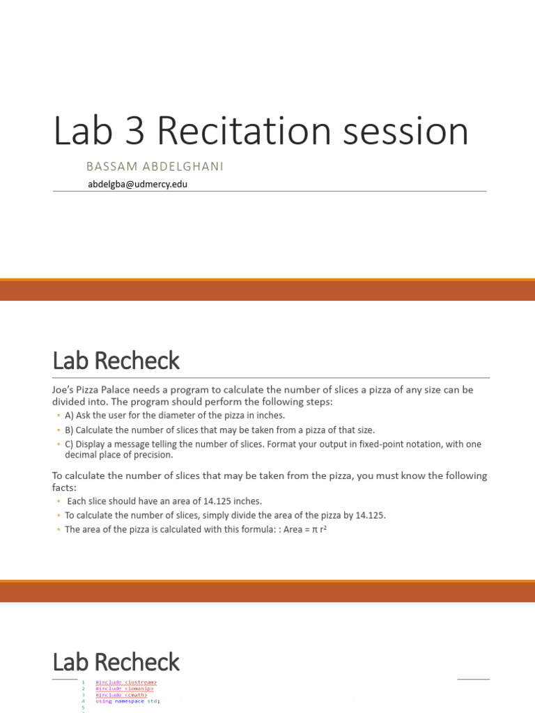 Lab 3 Recitation Session | PDF