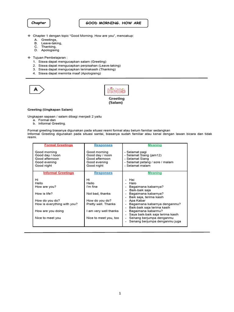 CH 1 Greeting N Leave Taking | PDF