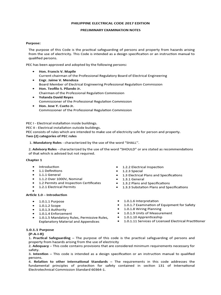 Pec Notes Prelim | PDF