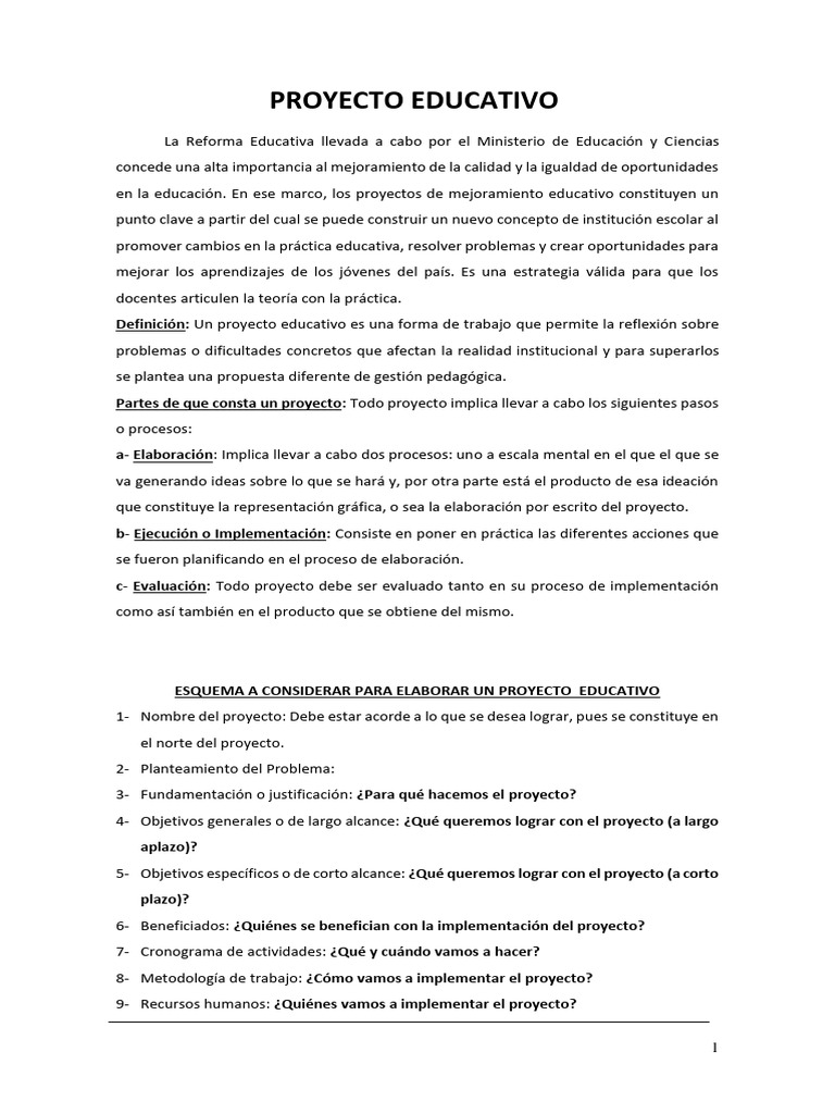 Guia de La Estructura Del Proyecto Educativo Final | PDF
