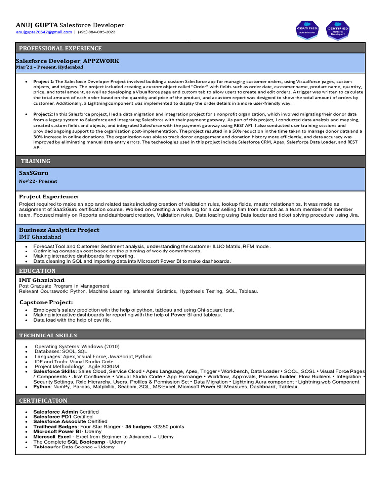 Resume Anuj Gupta | PDF