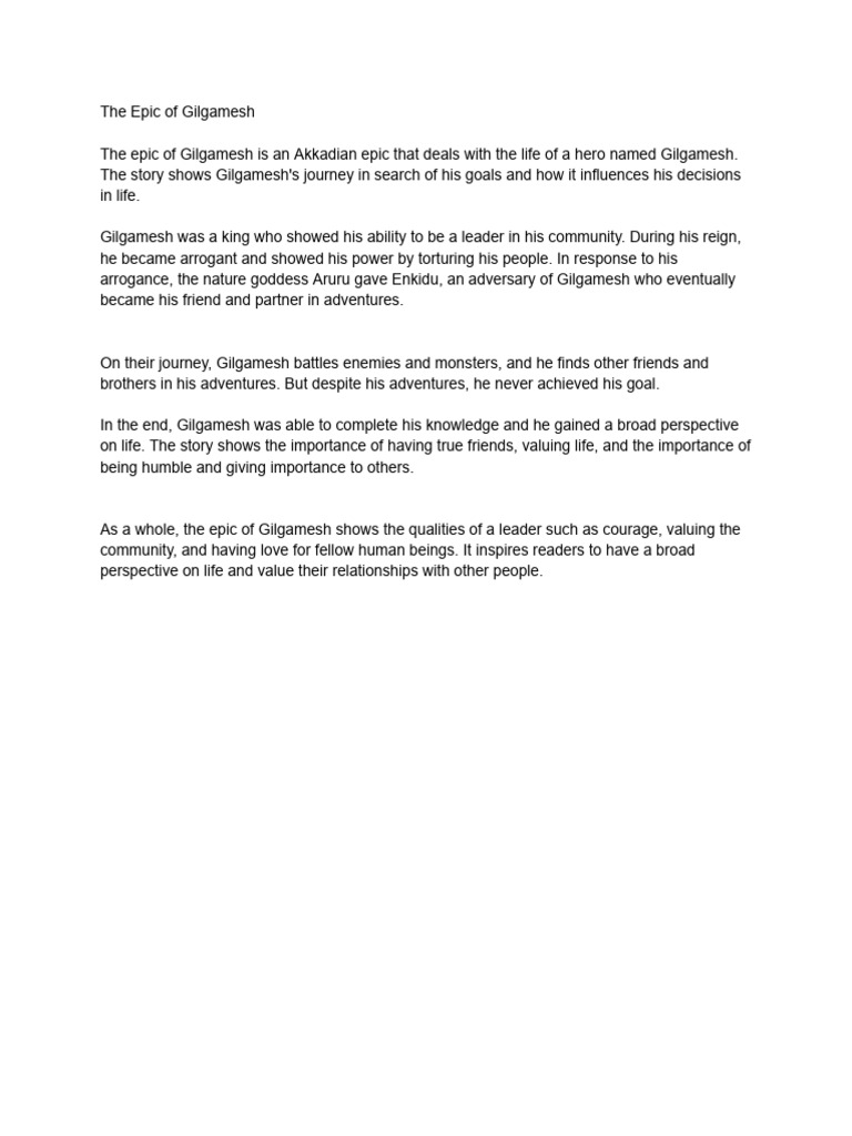 The Epic of Gilgamesh | PDF