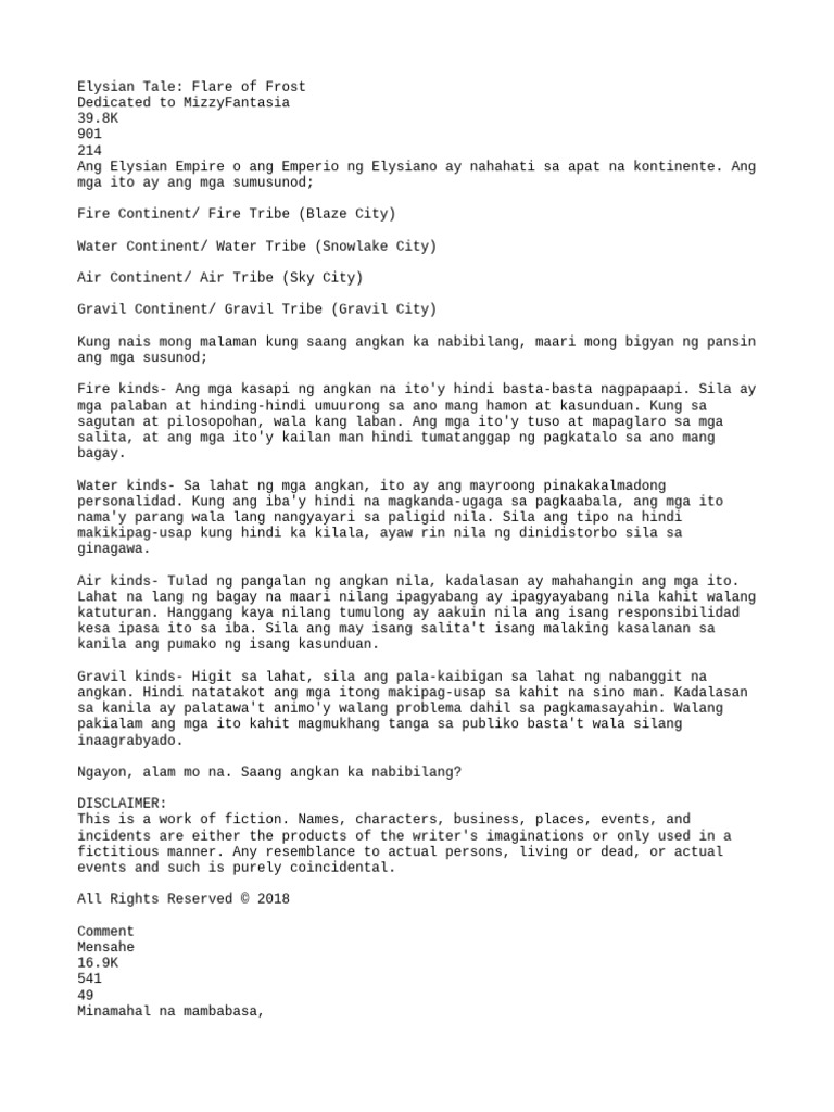 Elysian Tale (Flare of Frost) by Goluckycharm | PDF