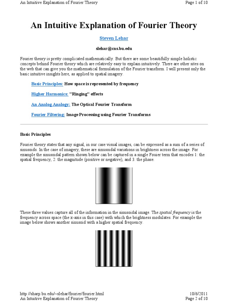 An Intuitive Explanation of Fourier Theory | Fourier Transform | Lens (Optics)