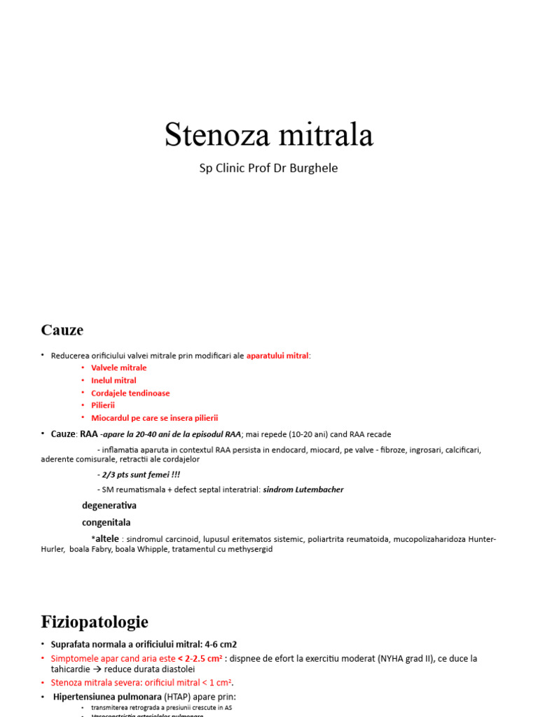 Stenoza Mitrala, Insuficienta Mitrala, Prolapsul Semiologie | PDF