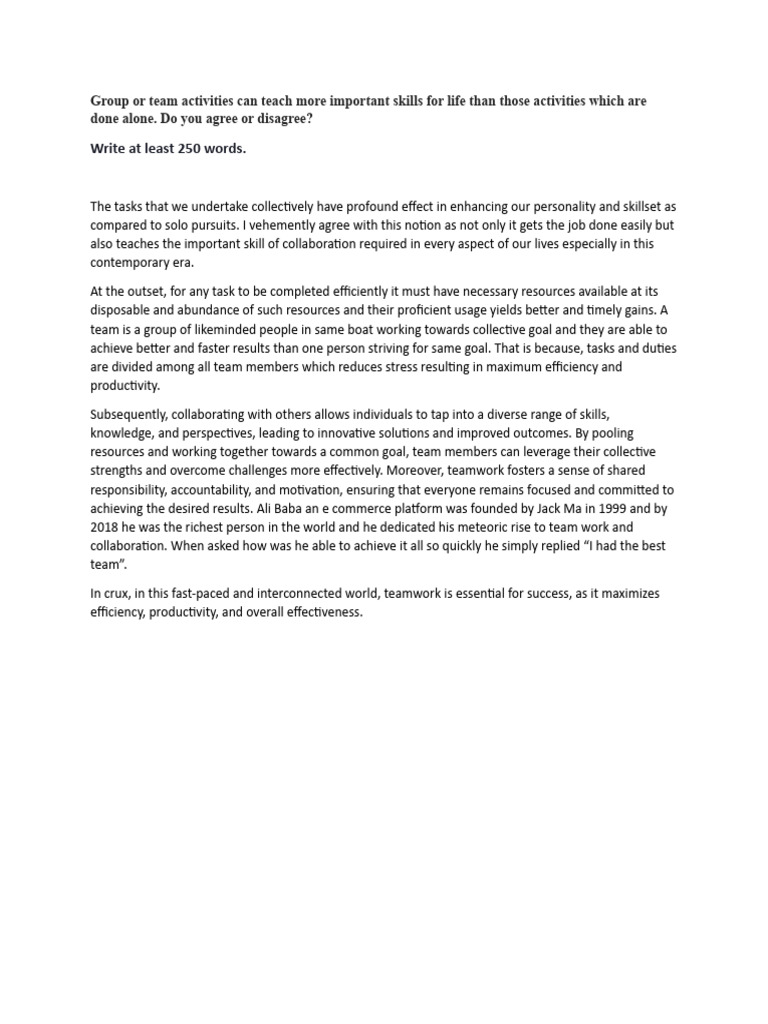 TEAMWORK Essay AD | PDF