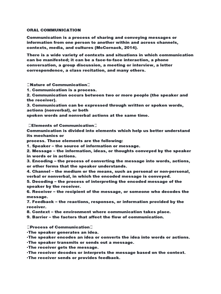 Oral Communication | PDF | Communication | Cognitive Science