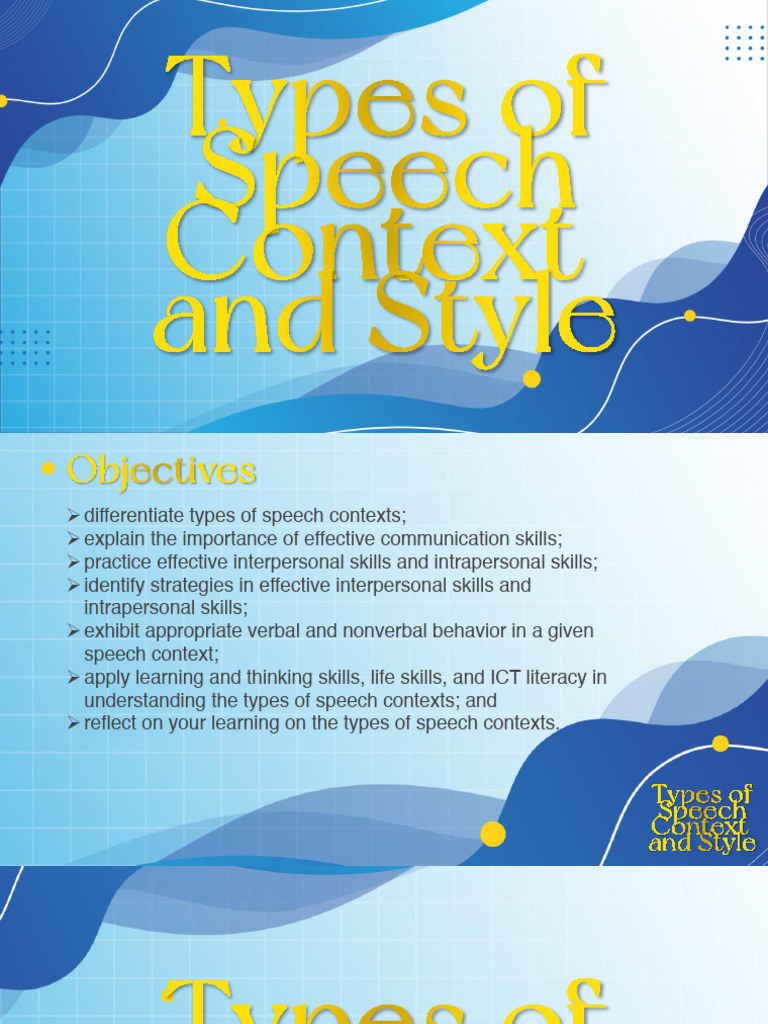 Types of Speech Context and Style | PDF