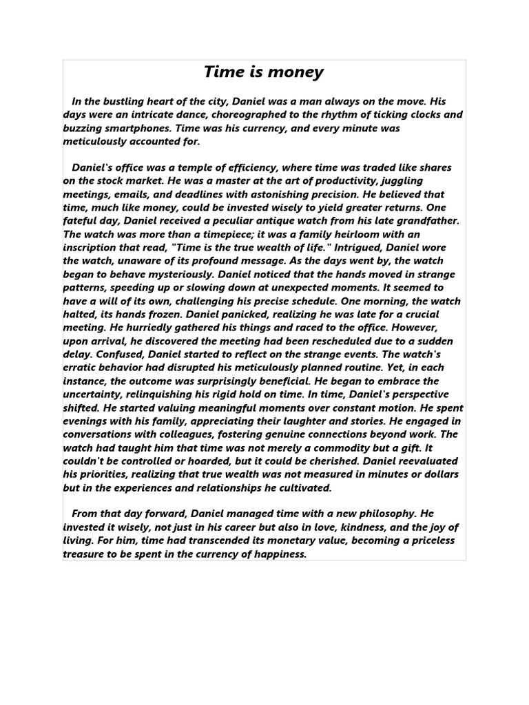 Essay Time Is Money | PDF