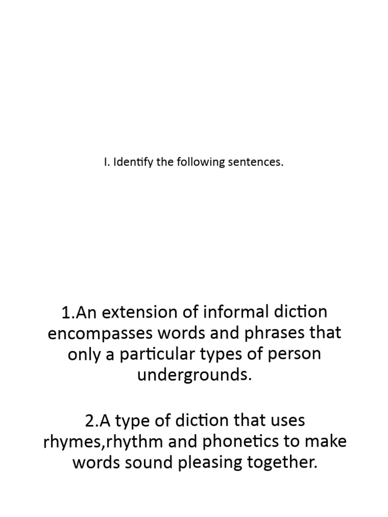 Creative Writing (Diction Quiz) | PDF