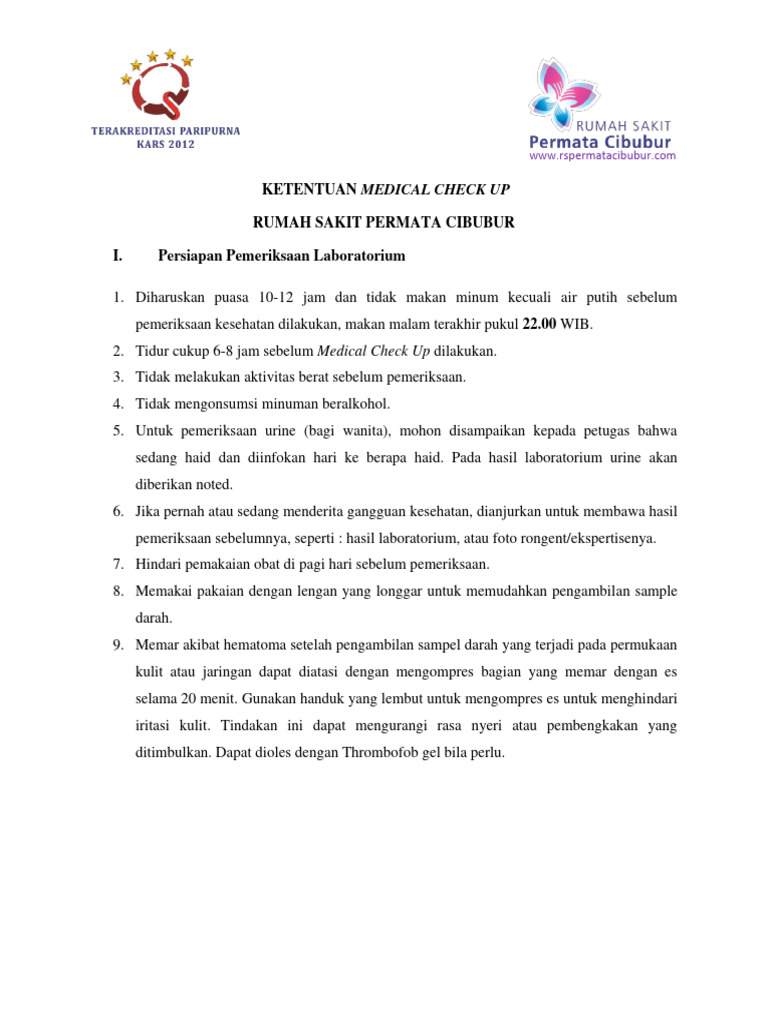 Ketentuan Medical Check Up | PDF | Kesehatan Holistik | Sains & Matematika