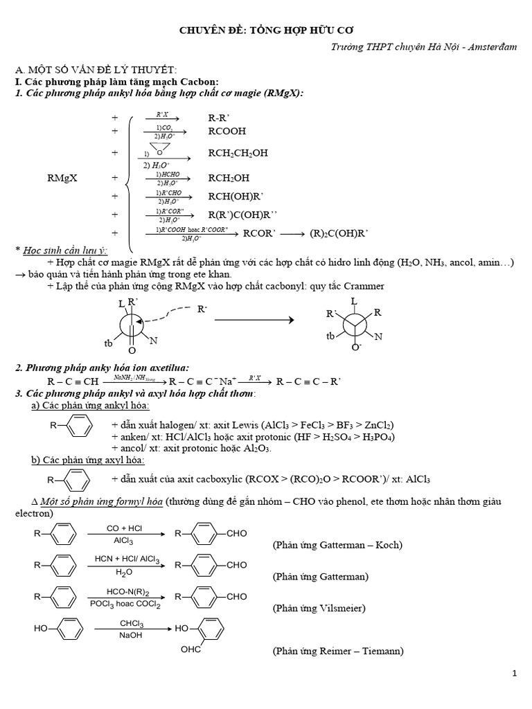 Lí thuyết chuyên đề tổng hợp hữu cơ | PDF