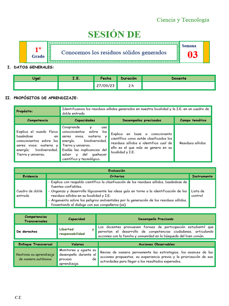 1° Sesión de Aprendizaje Sesión 6-Sem.3-Exp.6-Cyt | PDF