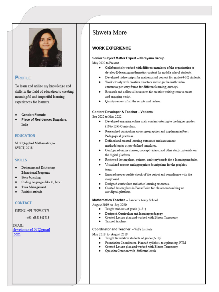 CV Shweta | PDF