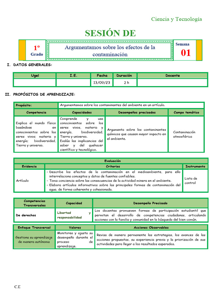 1° Sesión de Aprendizaje Sesión 2-Sem.1-Exp.6-Cyt | PDF