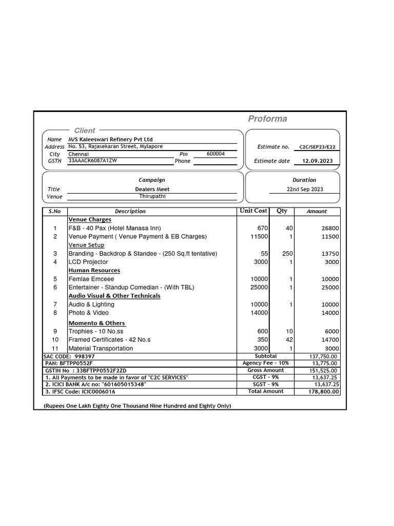 Thirupathi Estimate | PDF | Service Industries