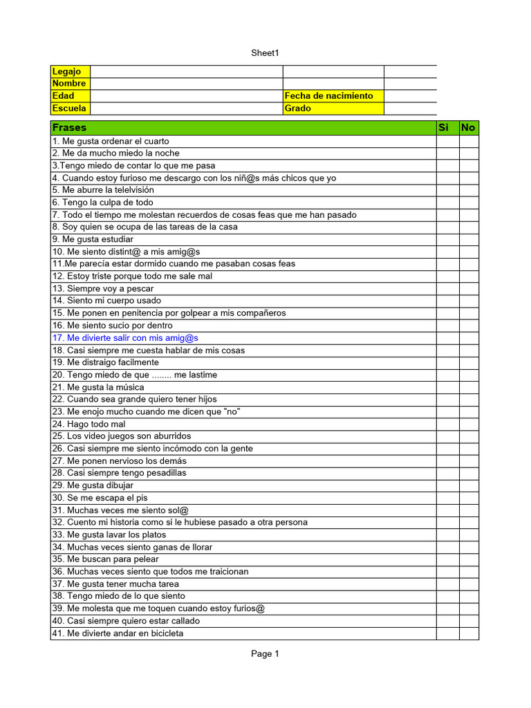 Inventario de Frases | PDF