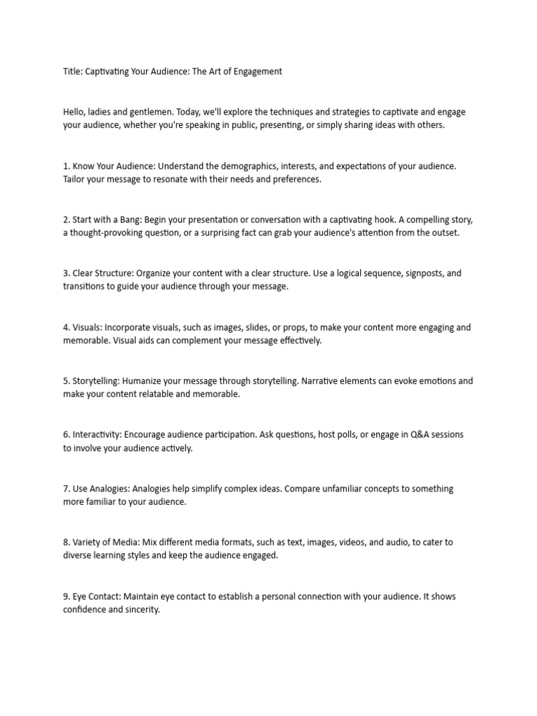 The Art of Engagement | PDF