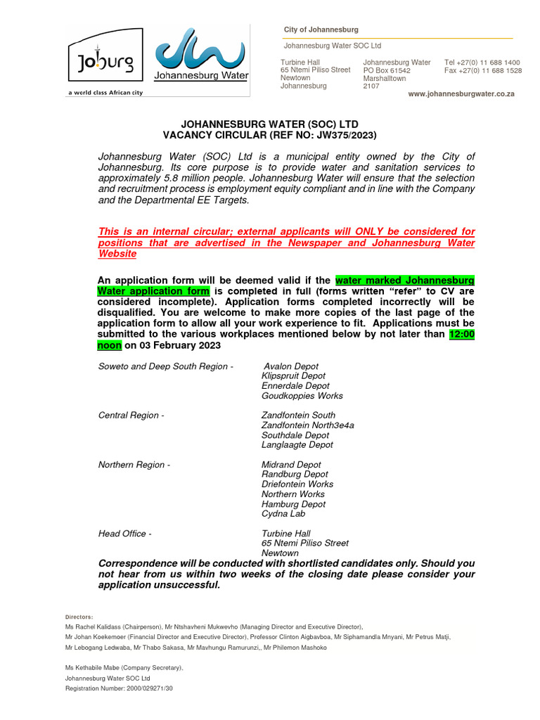Vacancy Circular - JW375-2023 | PDF