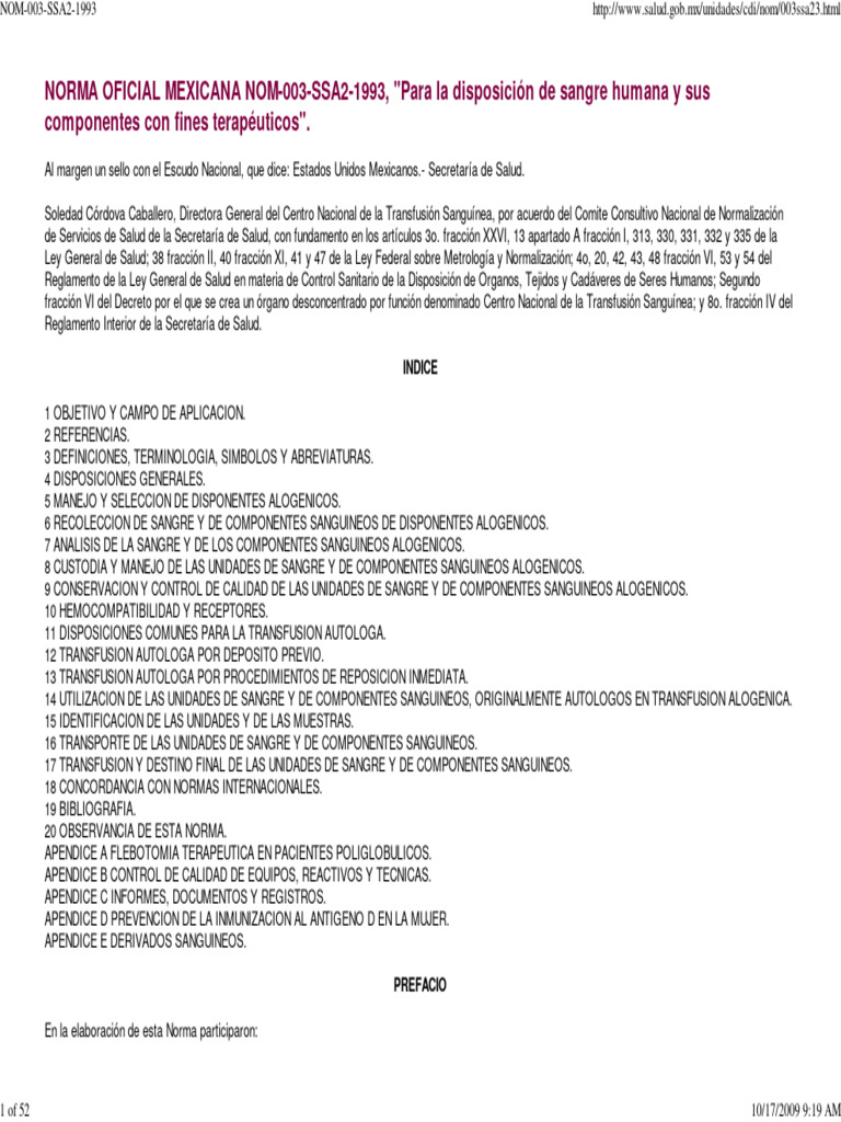 Nom 003 Ssa2 1993 | PDF