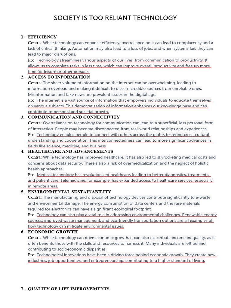 SOCIETY RELY TOO MUCH ON TECHNOLOGY - Edited | PDF