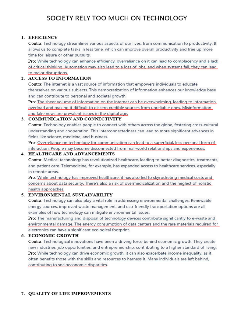 Society Rely Too Much On Technology | PDF