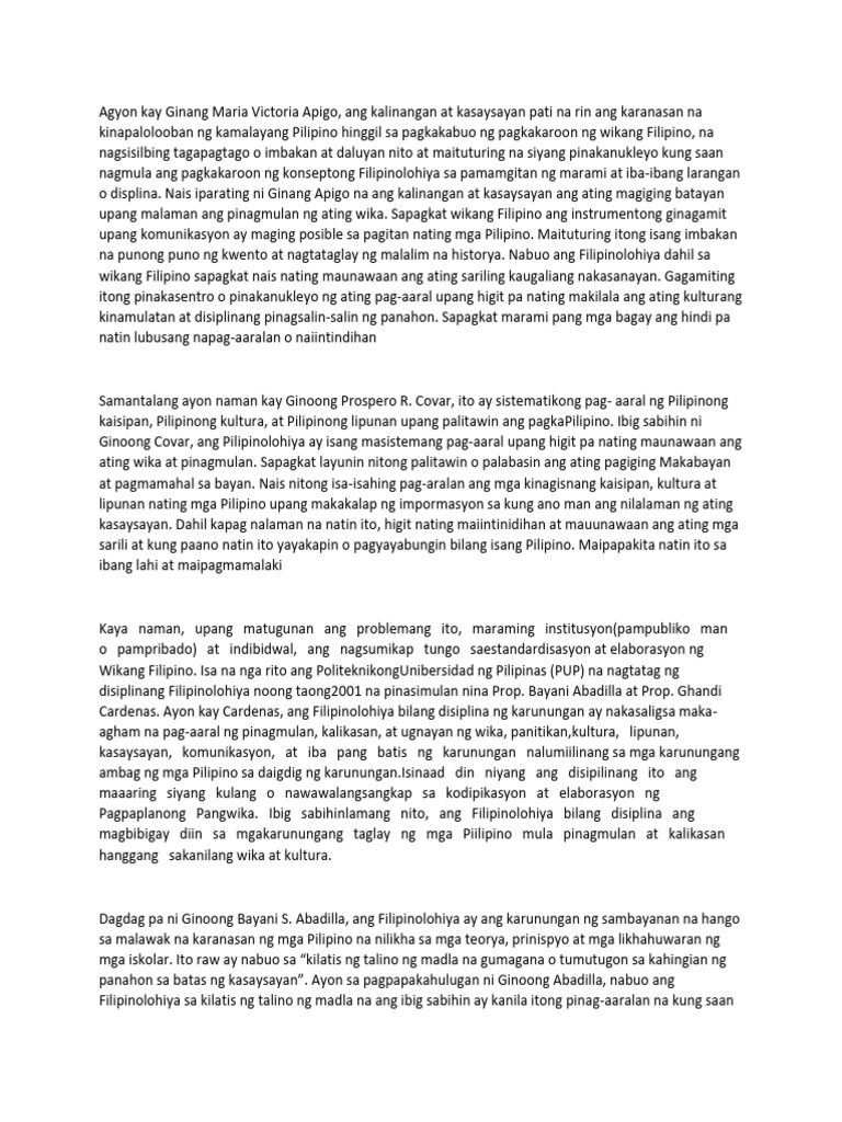 Ayon Kay Ginang Maria Victoria Apigo 2 | PDF