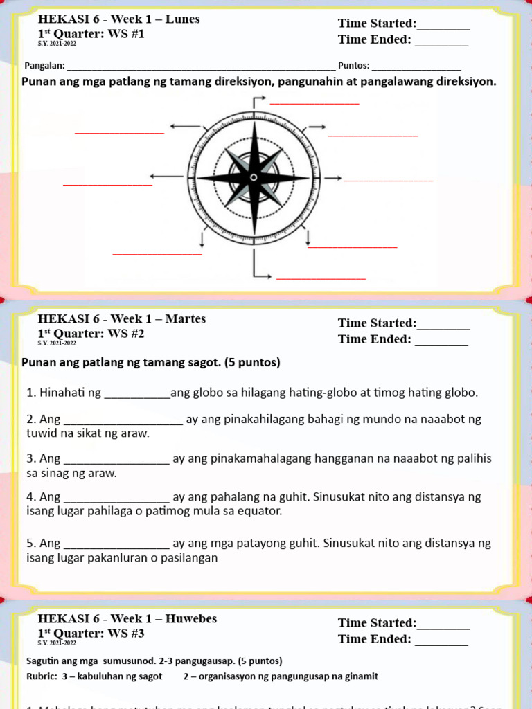 Worksheet Week 1-LOKASYON NG PILIPINAS | PDF