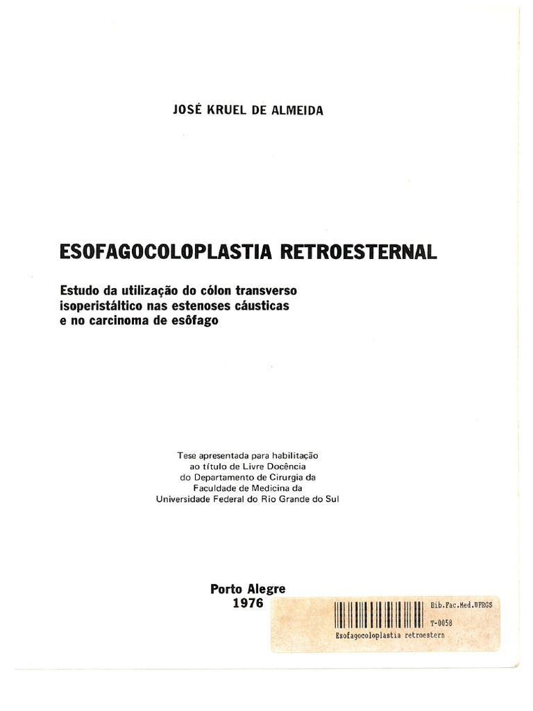 Esofagocoloplastia Retroesternal | PDF