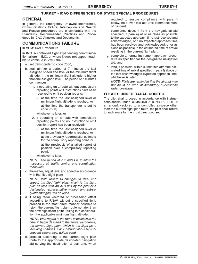 Emergency Procedure - Türkiye | PDF | Instrument Flight Rules | Aviation