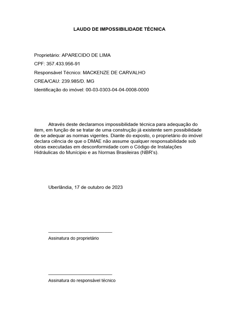 Laudo Impossibilidade Técnica e Termo.pdf | PDF Laudo Impossibilidade Técnica e Termo.pdf | PDF