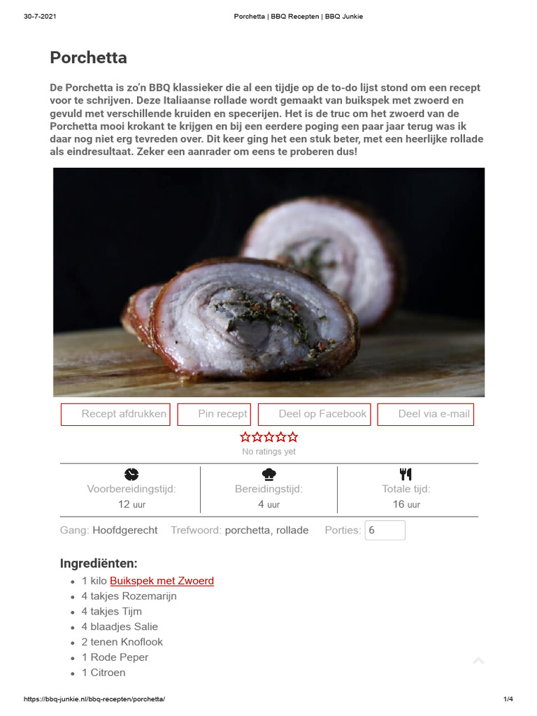 Porchetta - BBQ Recepten - BBQ Junkie | PDF