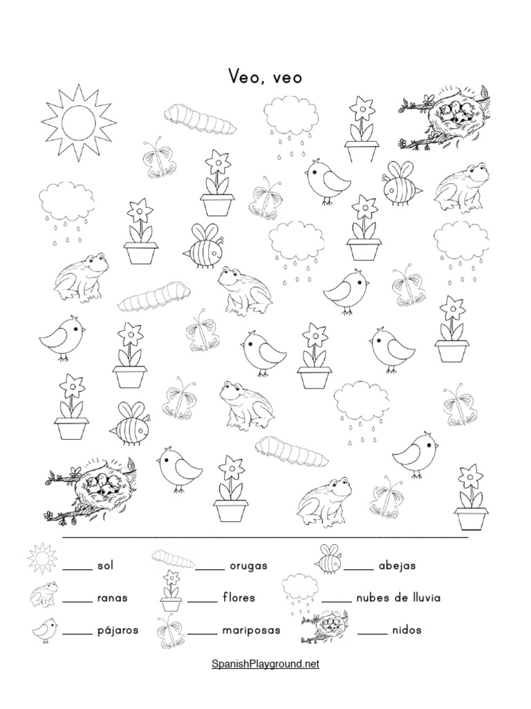 Spanish Spring Vocabulary I Spy | PDF