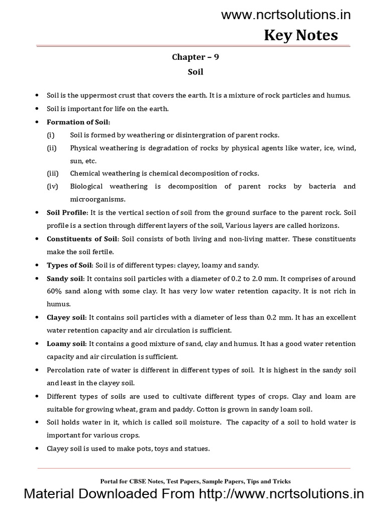 07 Science Key Notes ch09 Soil | PDF 07 Science Key Notes ch09 Soil | PDF