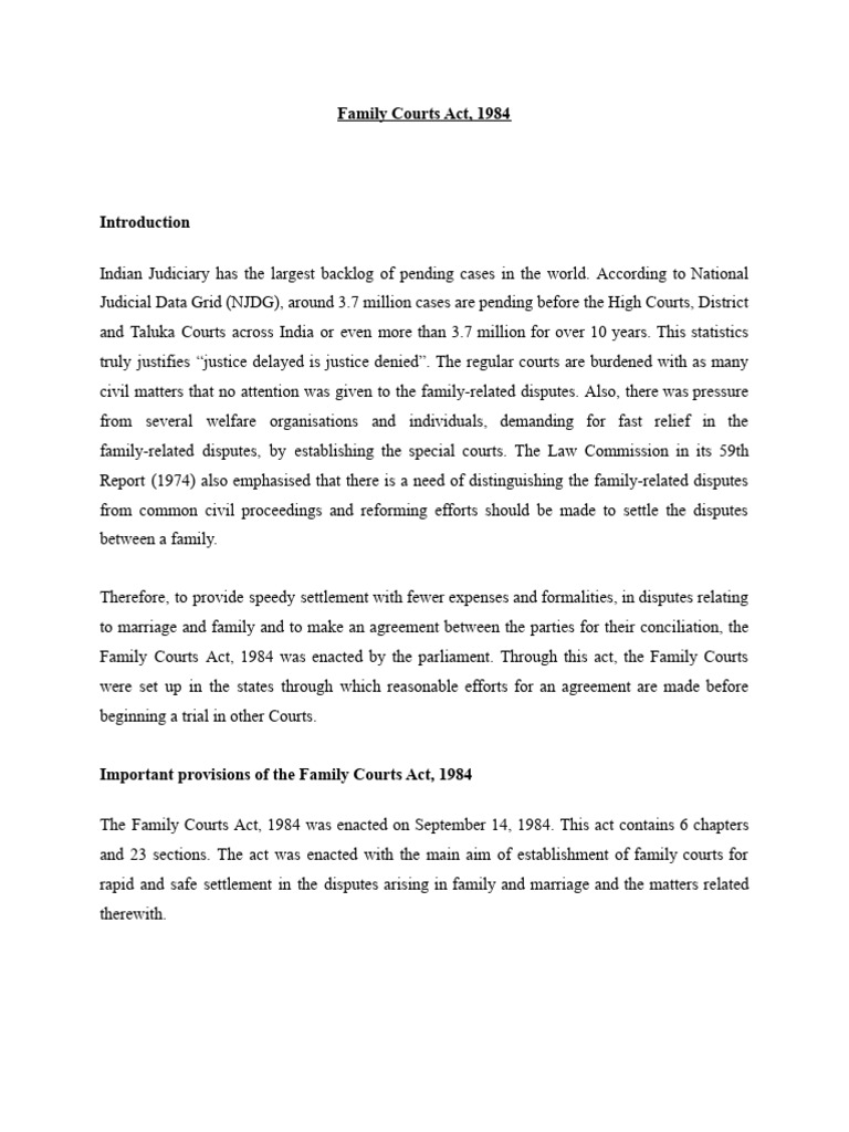Family Courts Act, 1984 | PDF | Law