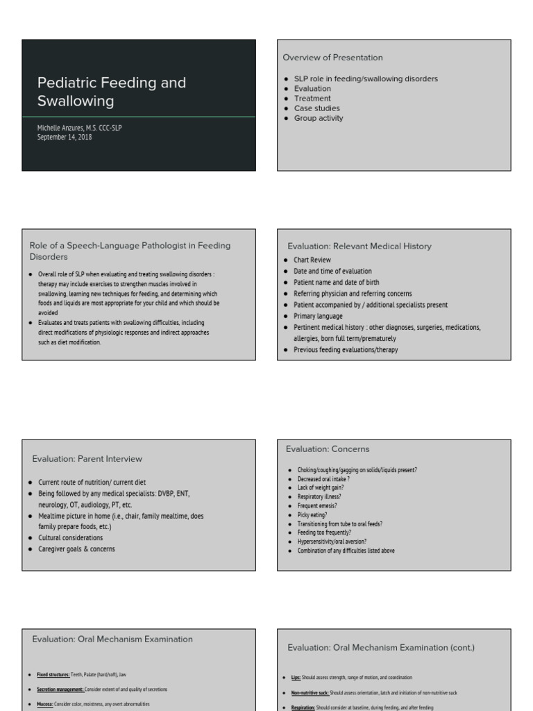 Pediatric Feeding Assessment Overview | PDF | Self-Improvement
