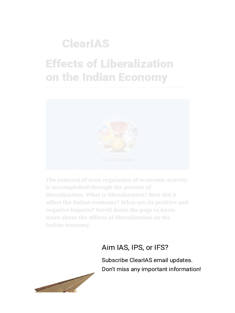 Analyse The Economic Consequences of Liberalisation in India. | PDF ...