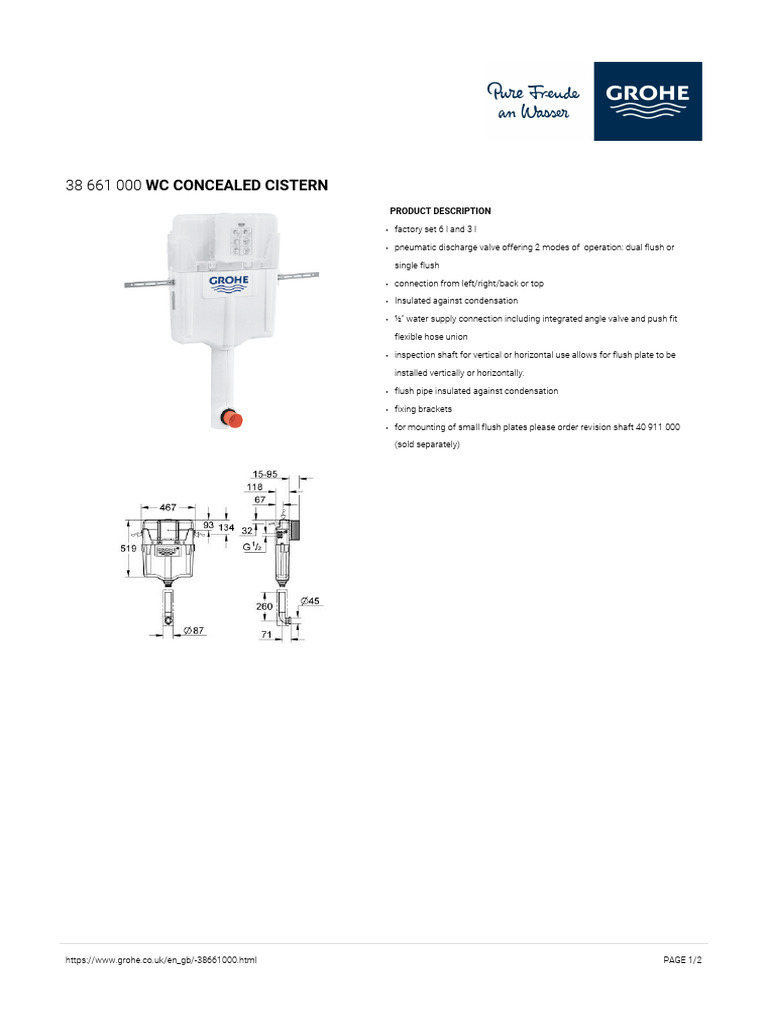 GROHE Specification Sheet 38661000 | PDF
