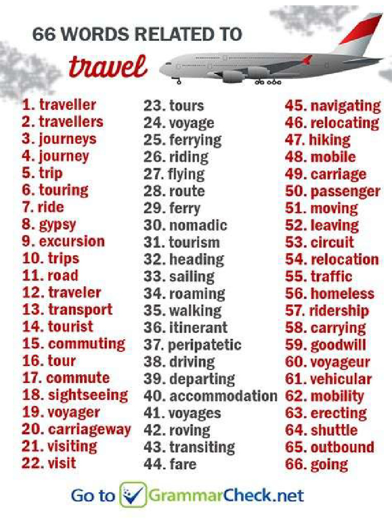 66 Words Related To Travel | PDF