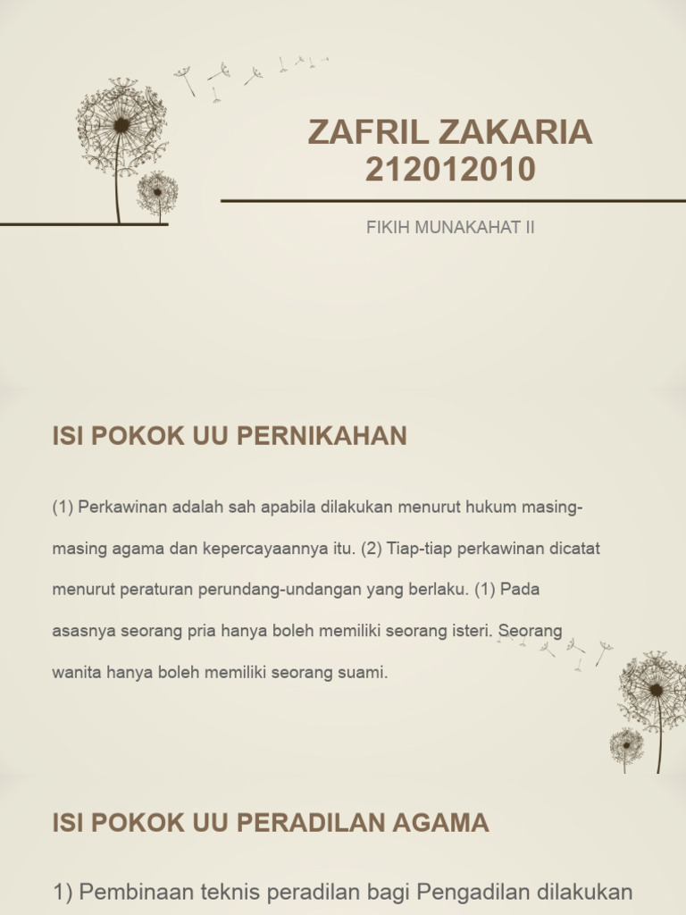 Zafril Zakaria PPT Fikih Munakahat, Pendalaman Materi 5 | PDF