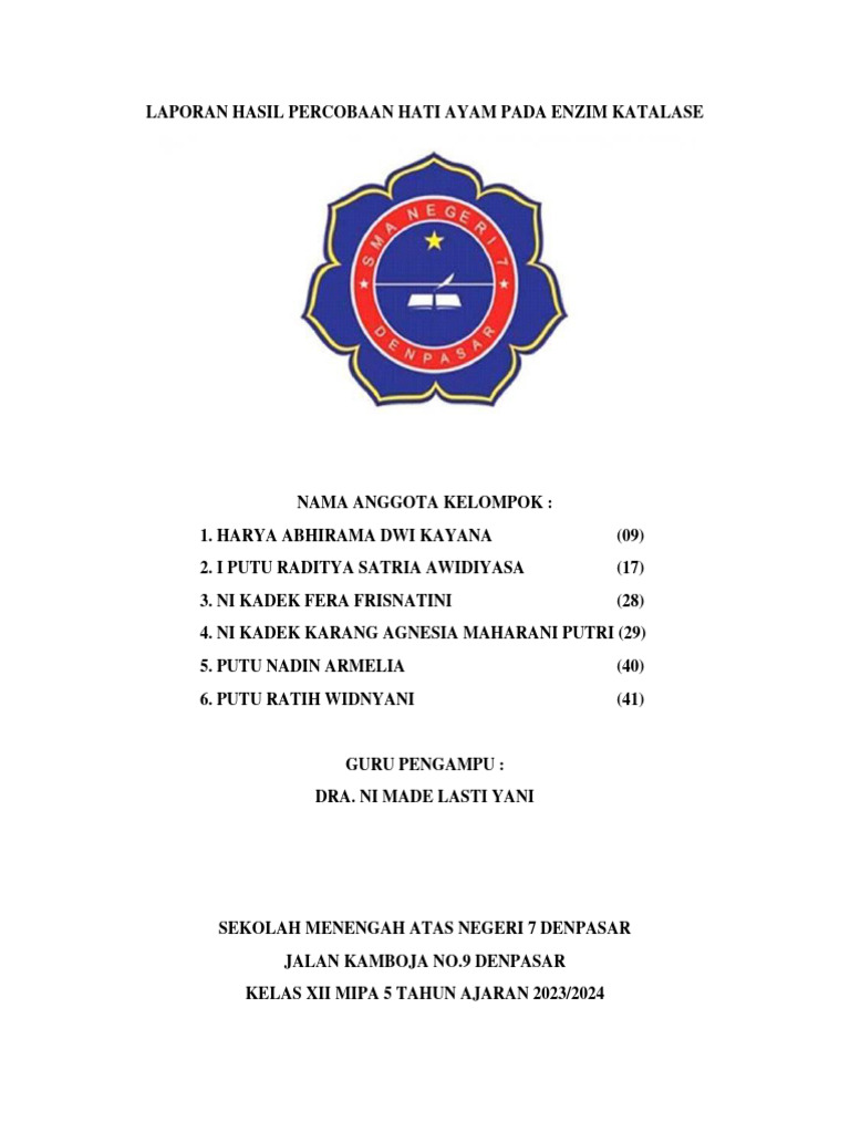 Laporan Hasil Percobaan Hati Ayam Pada Enzim Katalase | PDF