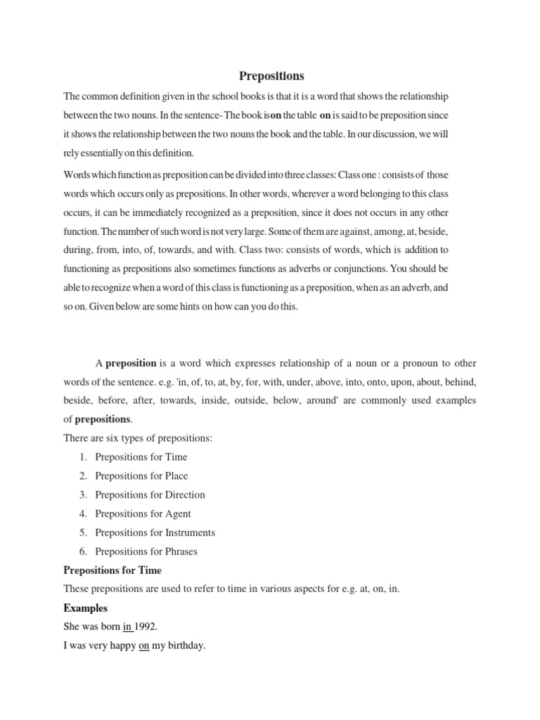 Prepositions Notes .. | PDF