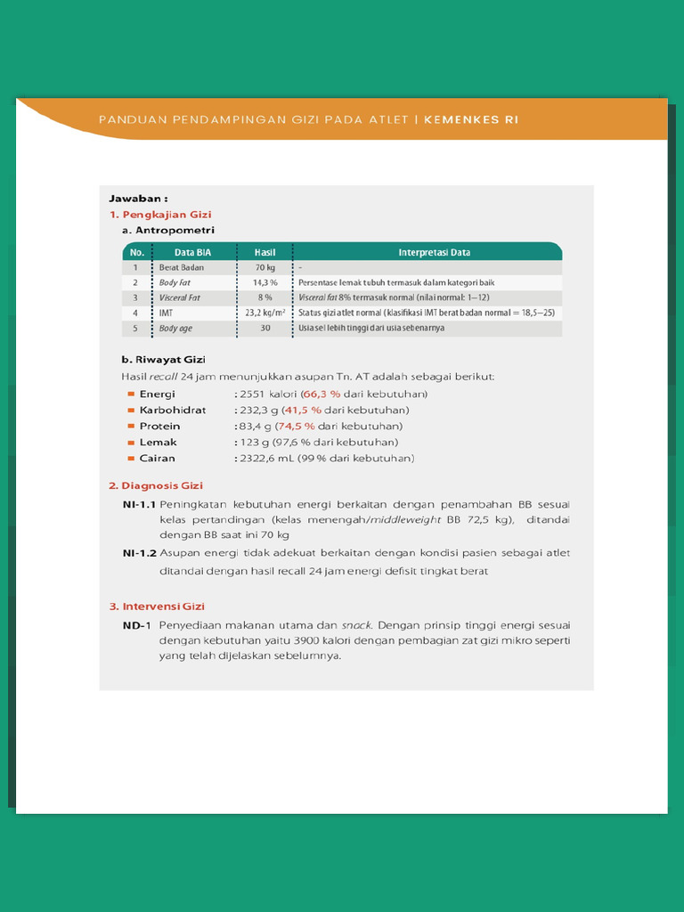 BUKU PANDUAN GIZI PADA ATLET KEMENKES (Edisi 2021) | PDF
