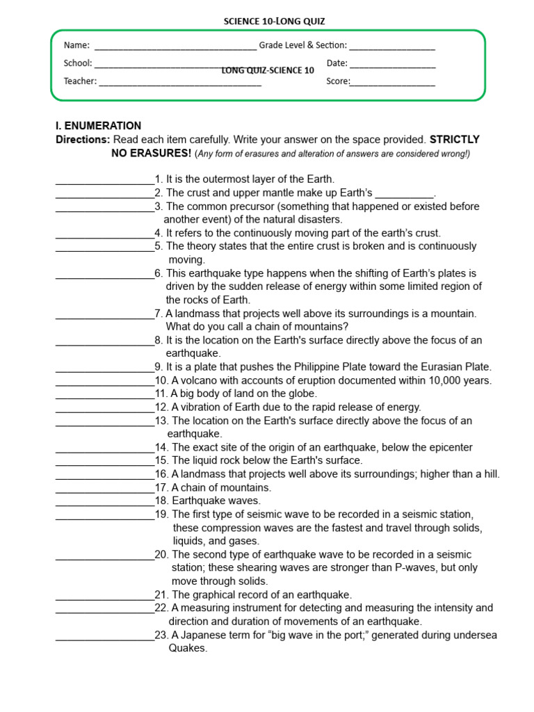 Lesson 1-Long Quiz | PDF