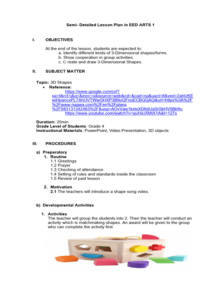 Lesson Plan in Arts | PDF