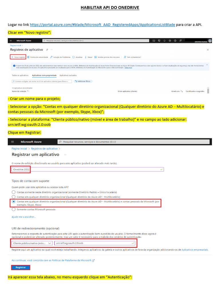Habilitar Api Do Onedrive | PDF