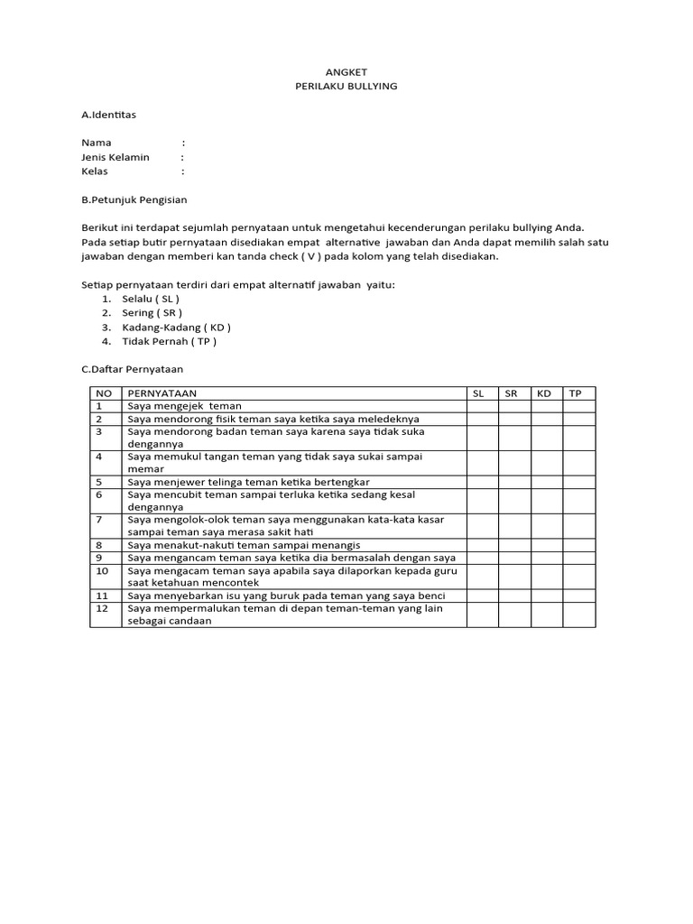 Angket Tentang Bullying | PDF