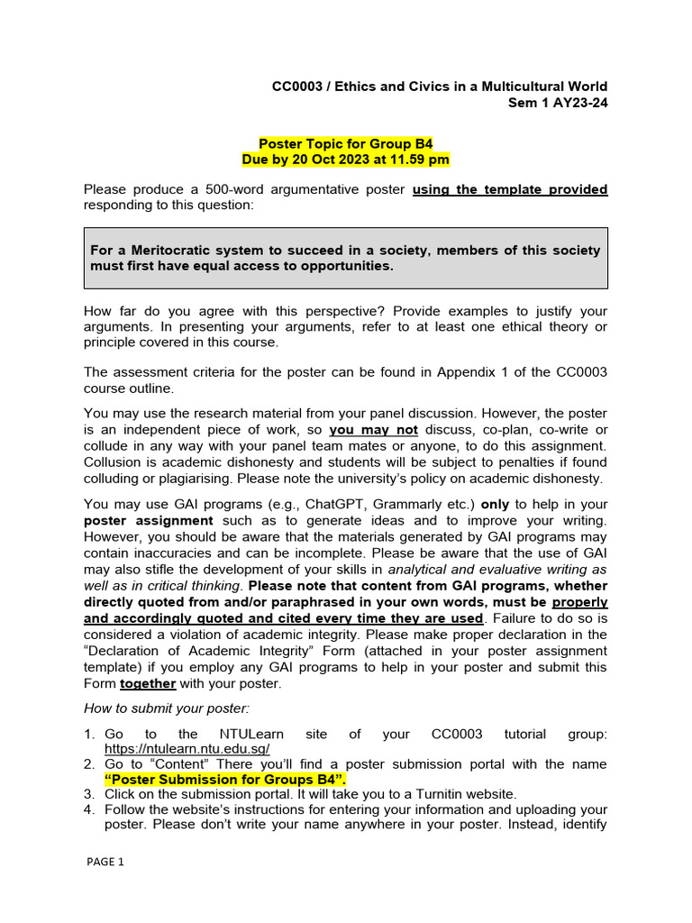 B4 Poster - Equality and Meritocracy | PDF