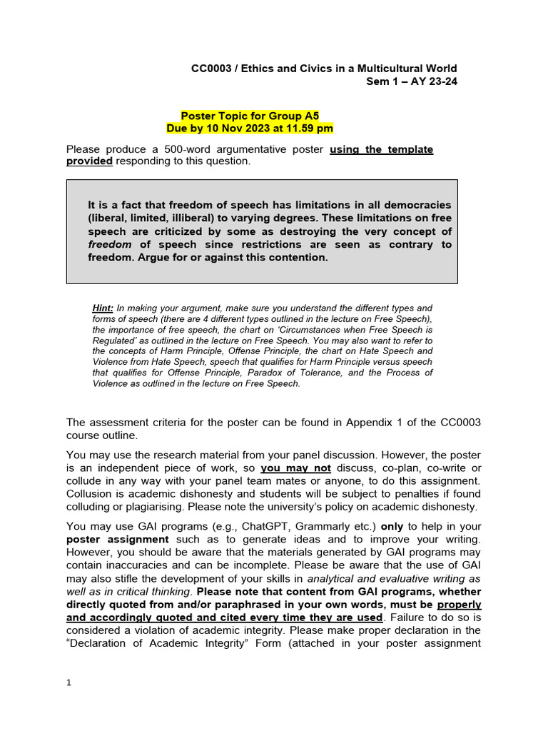 A5 Poster - Free Speech | PDF